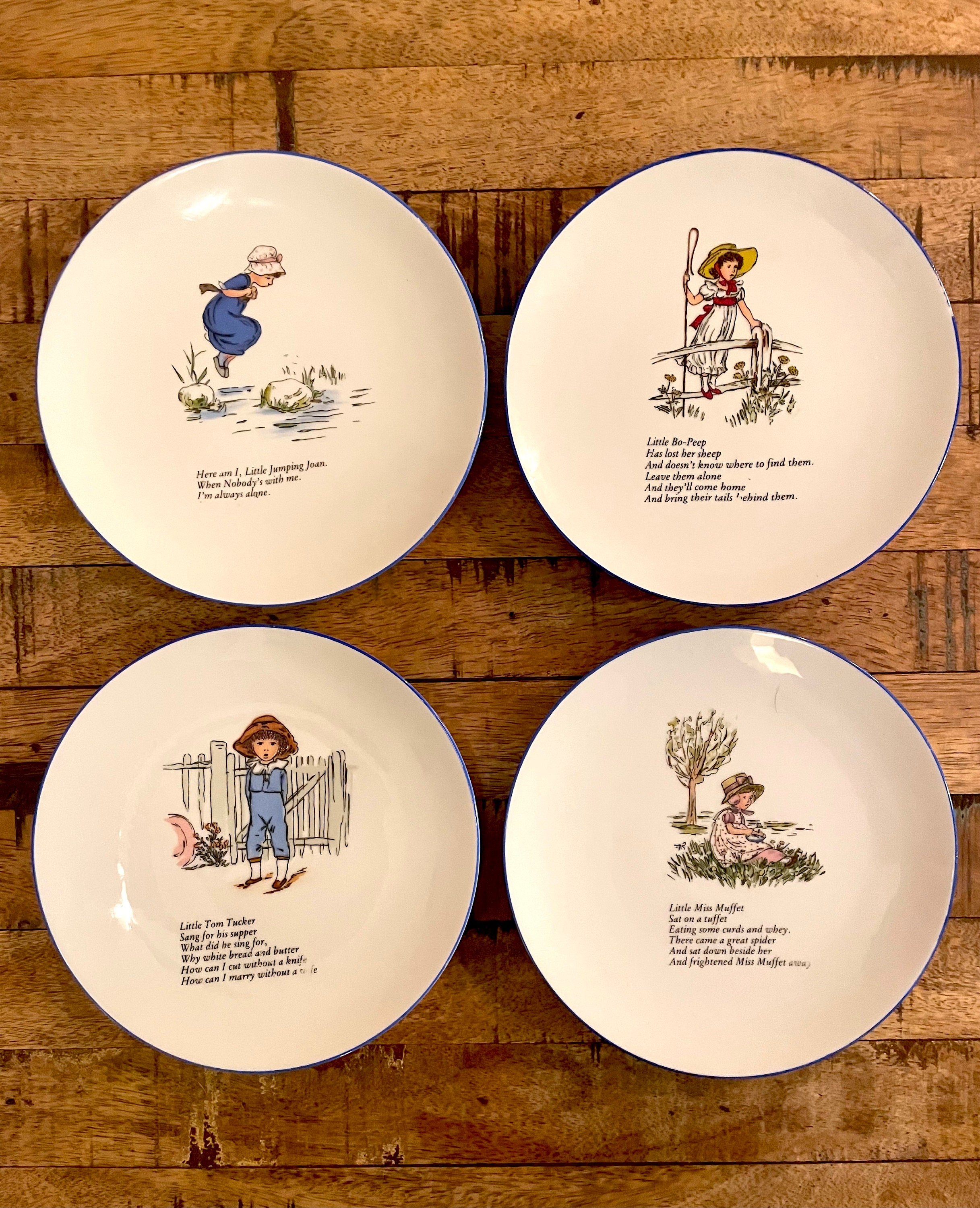 VINTAGE Nursery Rhyme Plates W/ Blue Trim Your Choice MOMA Metropolitan ...