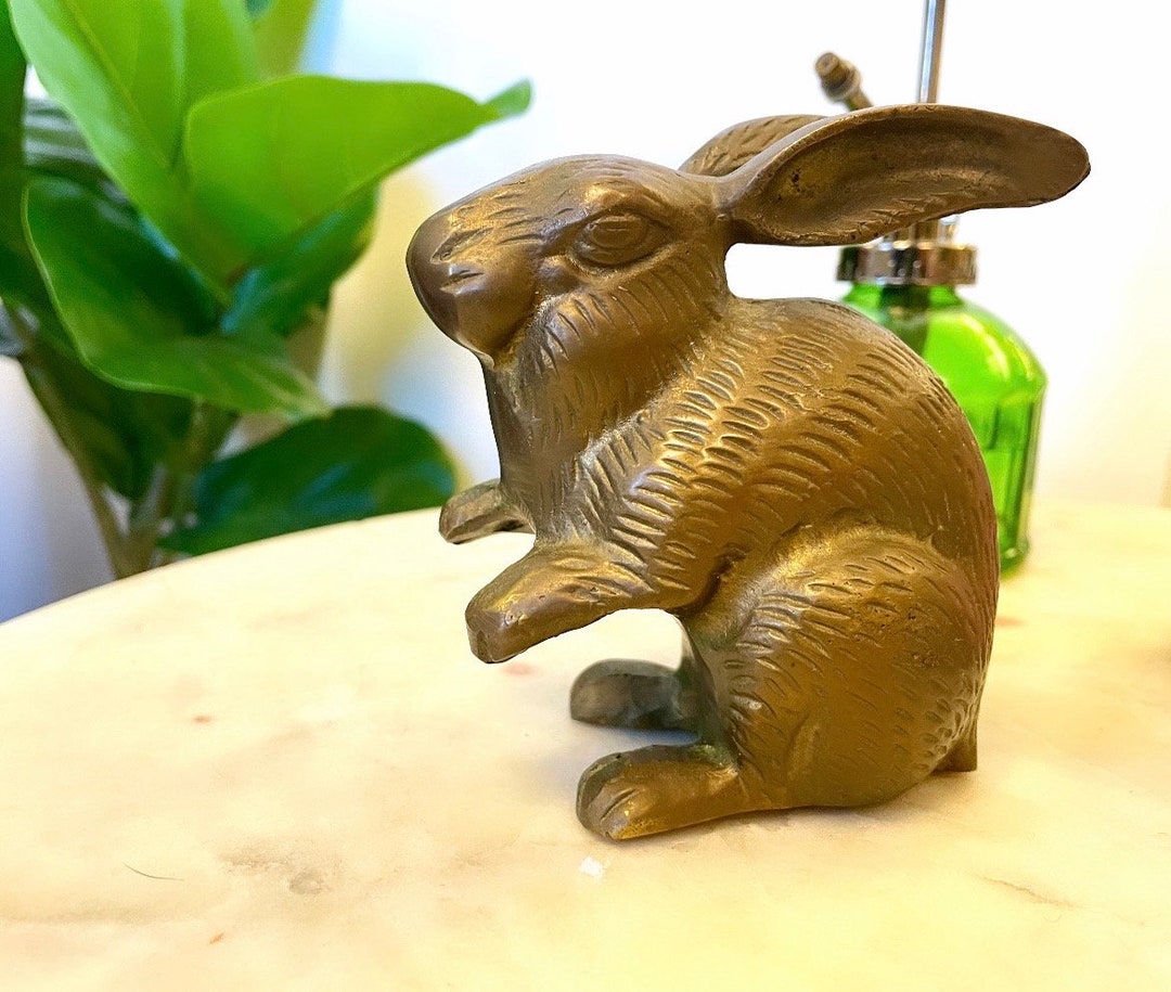 Vintage Bronze Rabbit Figurine 1950s Solid 1.5lbs Aged & Patina - Etsy