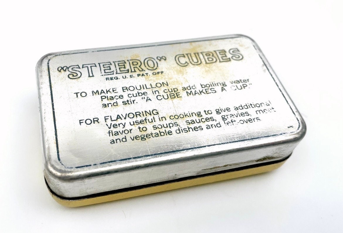 Vintage STEERO Bouillon Cubes Tin | Made in USA | 3”X 2” Farmhouse Tins ...