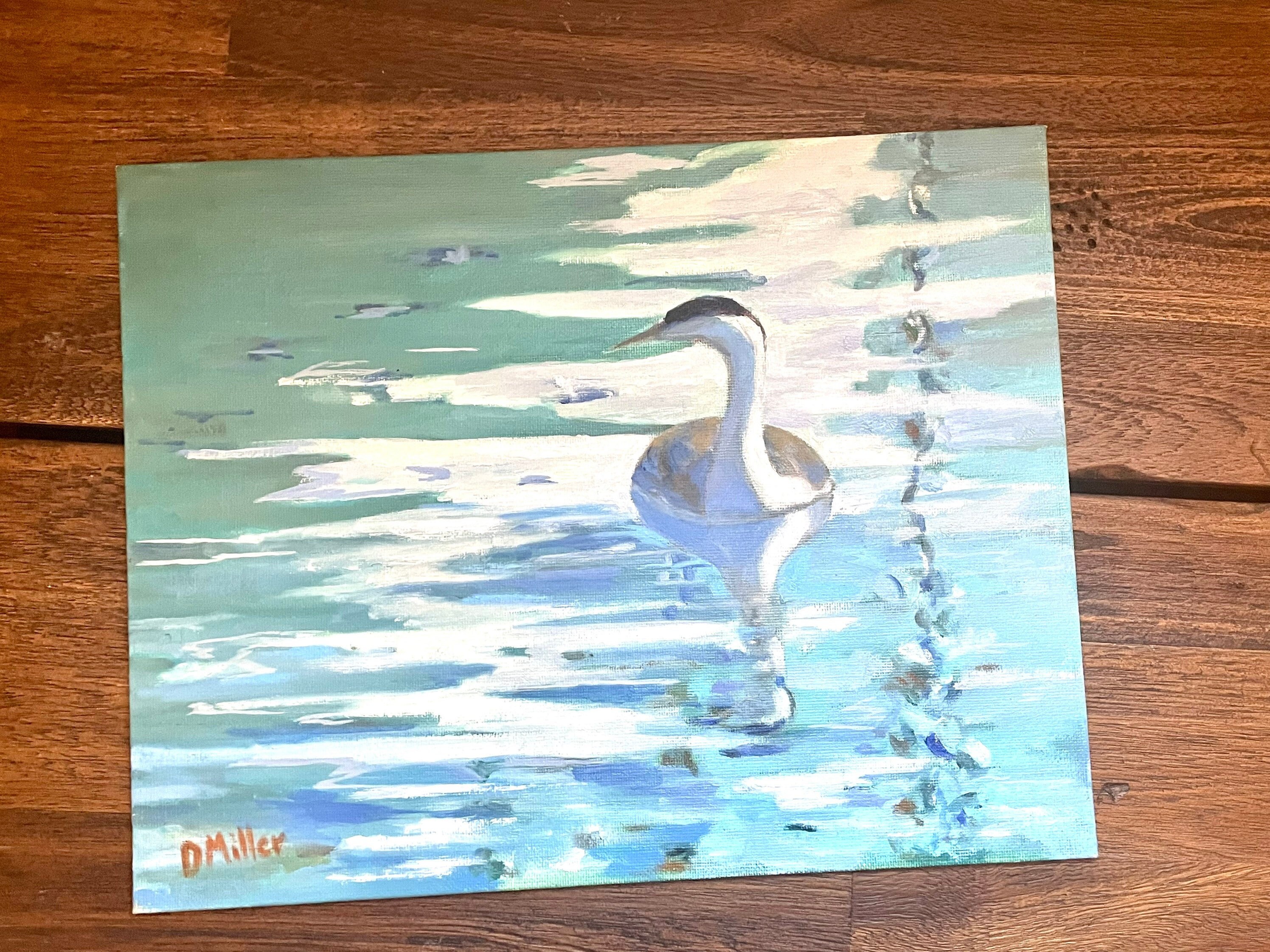 Debbie Miller Original Oil Painting western Grebe 14 X 11 - Etsy