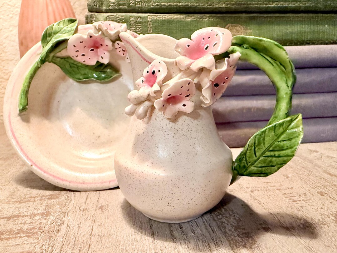 Vintage Mini Pottery Pitcher & Bowl Set | Fairy Garden Decor - Etsy