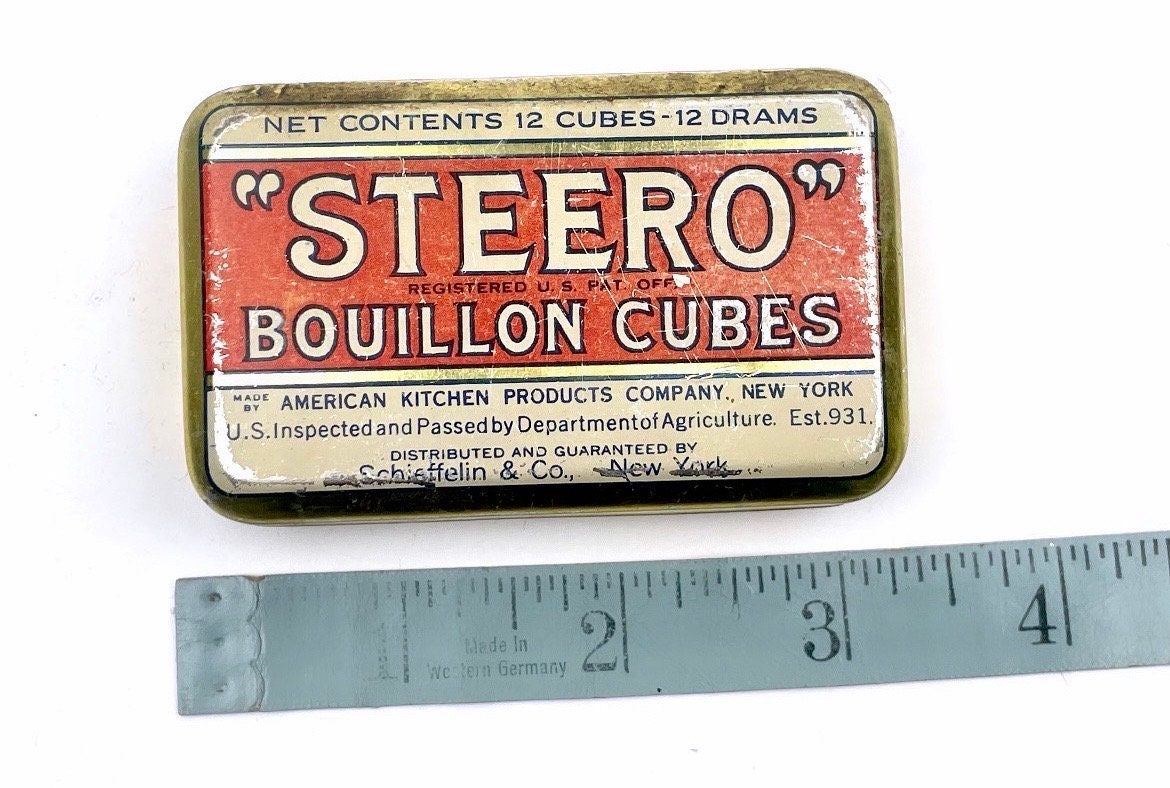 Vintage STEERO Bouillon Cubes Tin Made in USA 3X 2 - Etsy