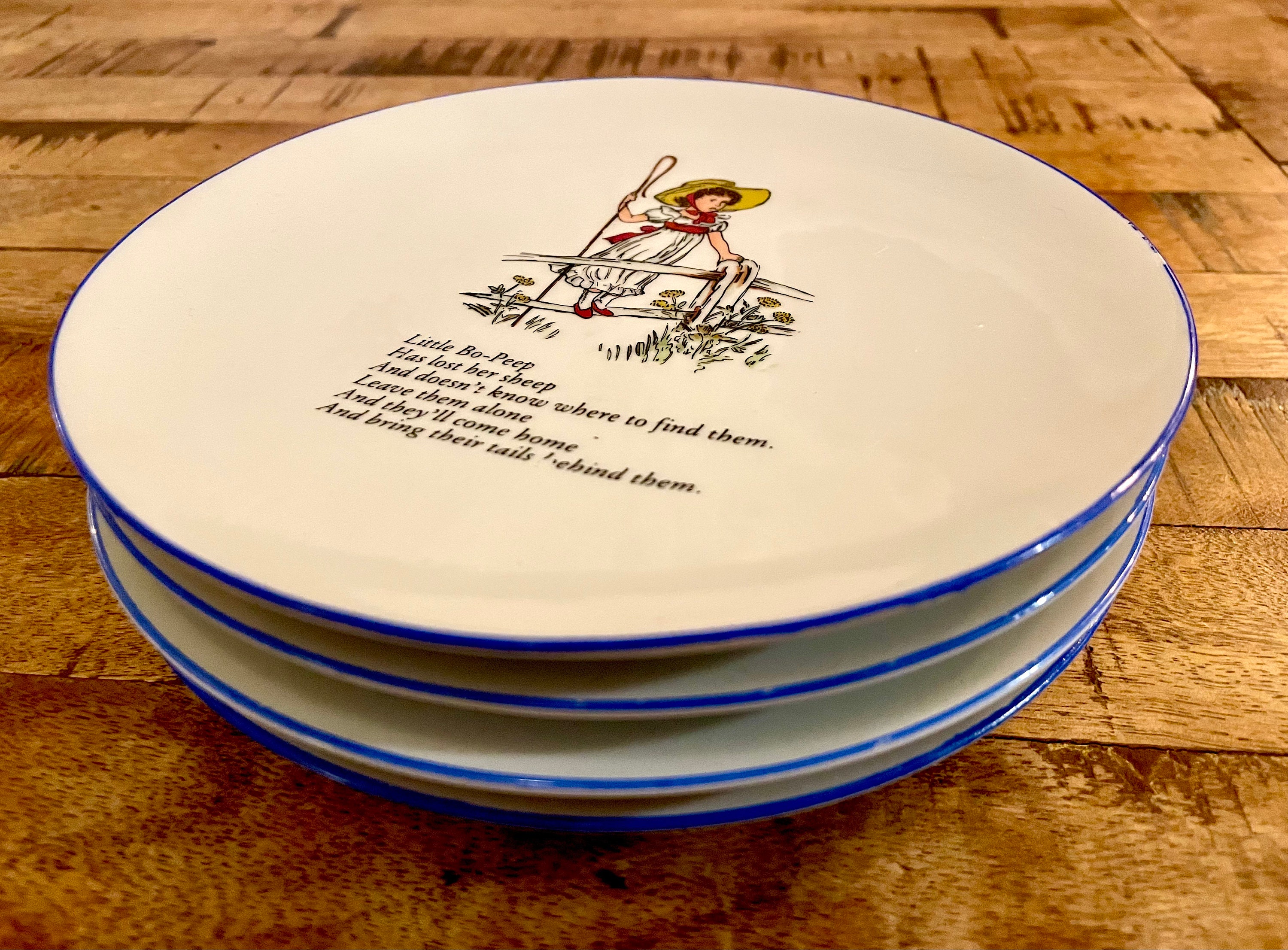 VINTAGE Nursery Rhyme Plates W/ Blue Trim Your Choice MOMA Metropolitan ...