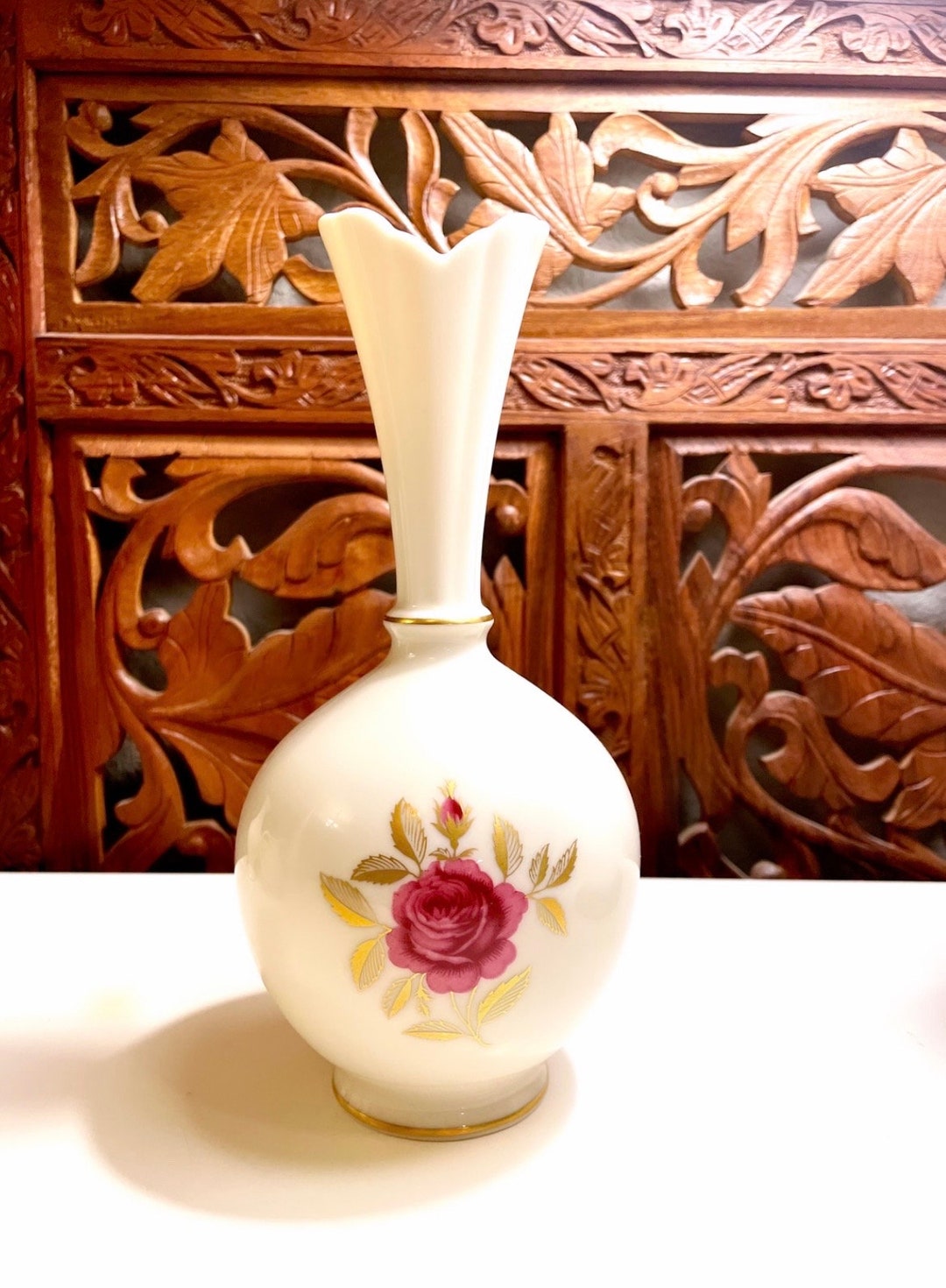 Vintage Lenox Porcelain Vase Rhodora Pattern Pattern - Etsy
