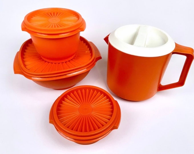 Vintage Orange Tupperware Canister Set - Etsy