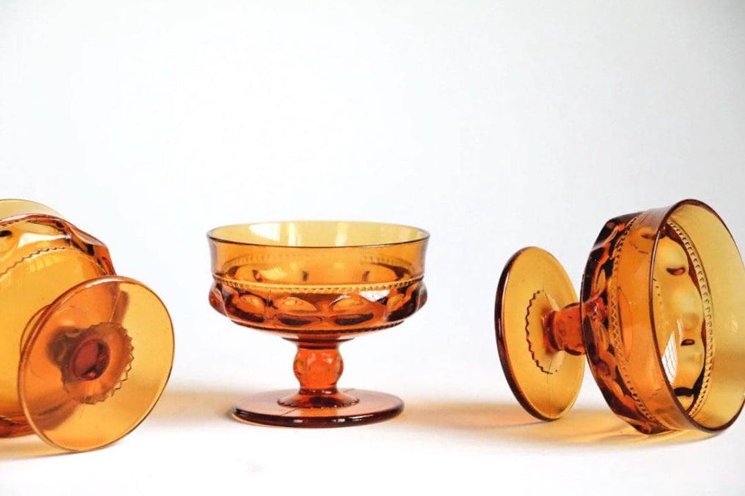 Vintage Colony Amber Glass Kings Thumb Glasses | 1960s NOS Set - Etsy