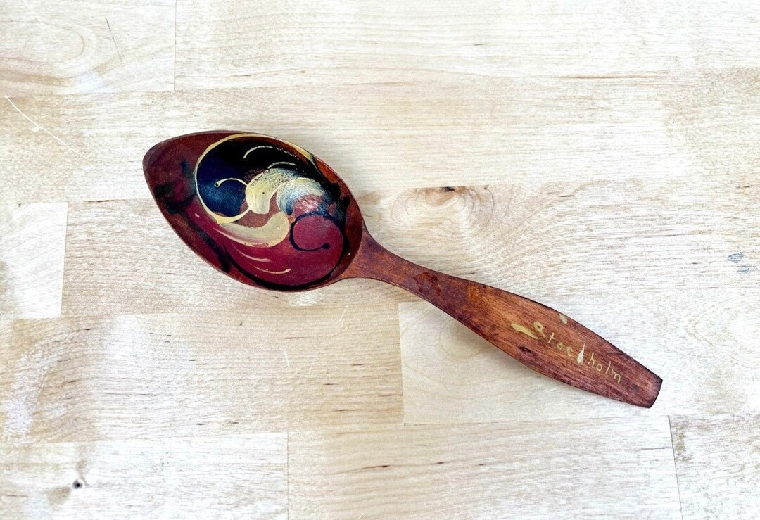 Souvenir Stockholm Hand-painted 8 Wooden Spoon Scandinavian Folk Art ...