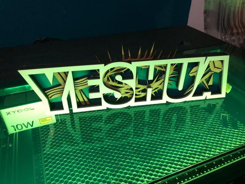 YESHUA 3D Layered Laser Cut File – Desk Sign, Christian Decor, Svg, Png ...
