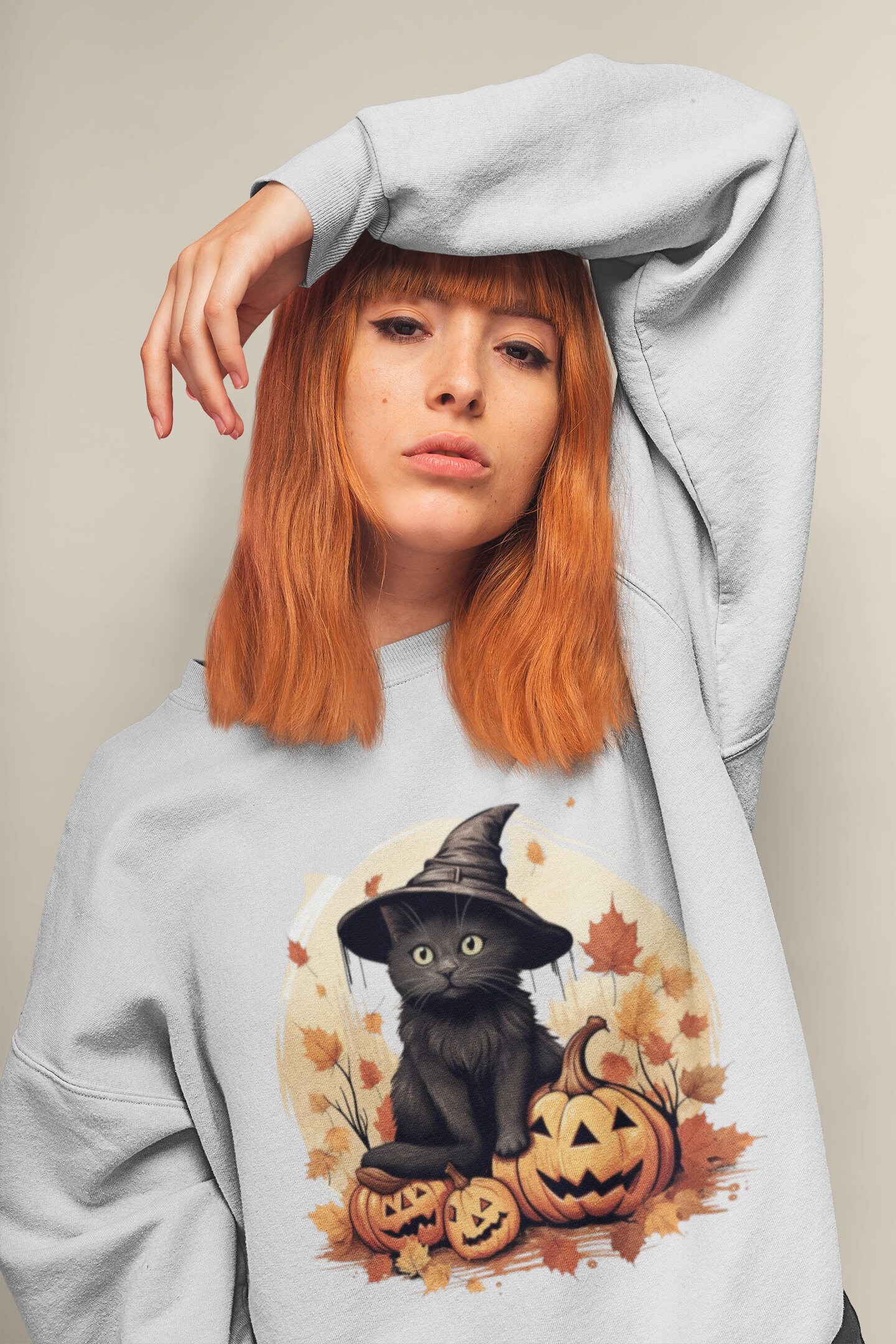 Halloween Fall Kitten, Cute Kitty, Fall Leaves, Halloween Hat Cat ...