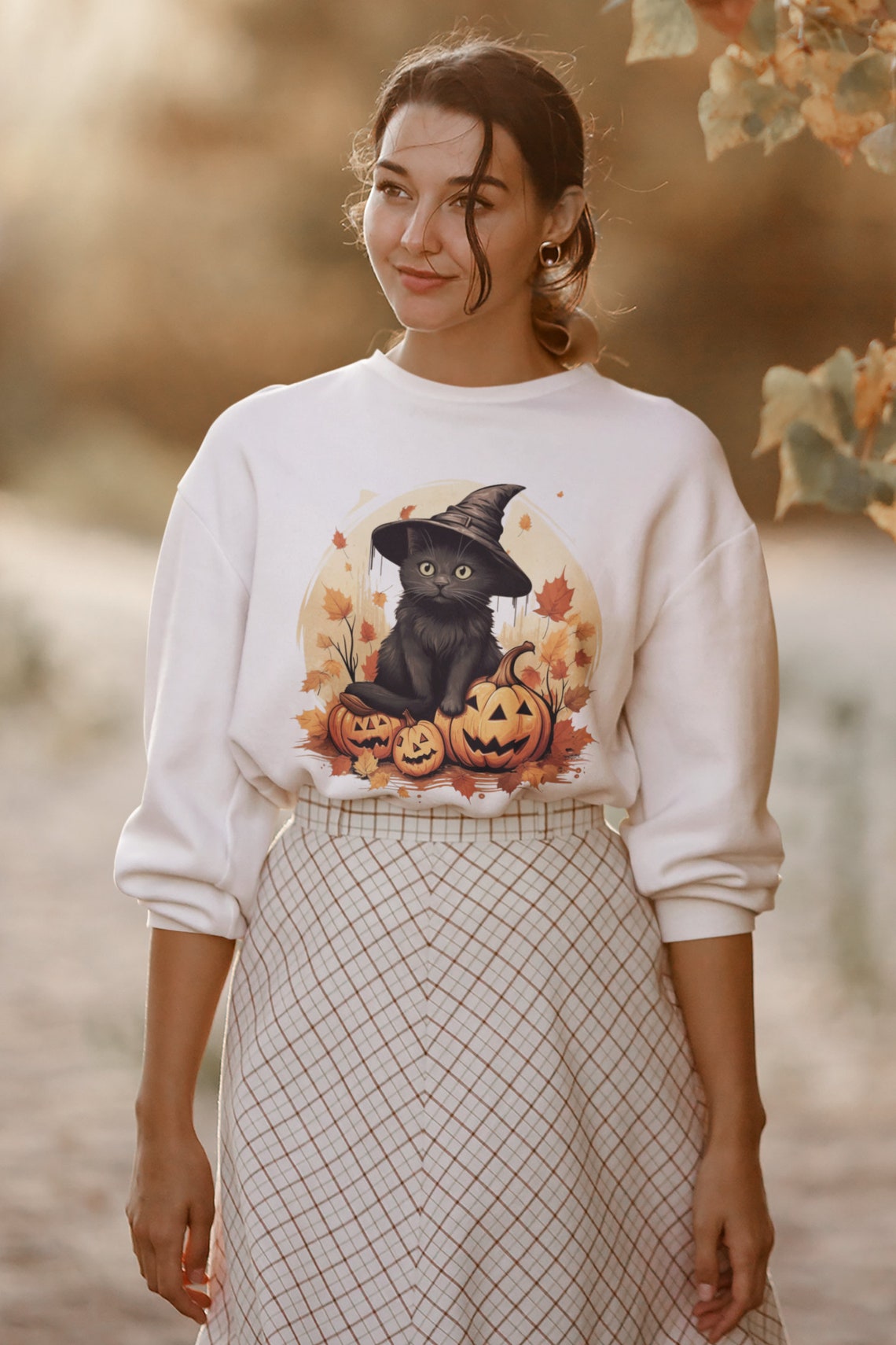 Halloween Fall Kitten, Cute Kitty, Fall Leaves, Halloween Hat Cat ...