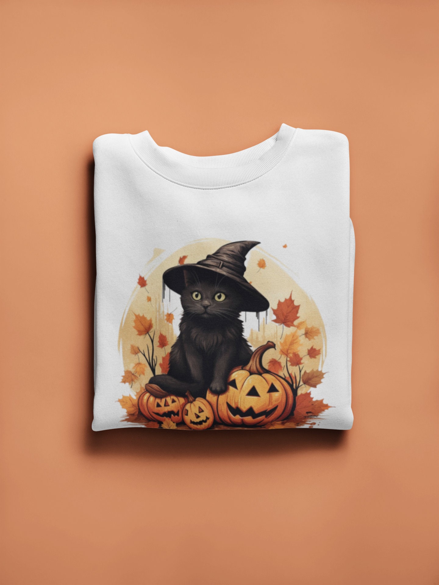 Halloween Fall Kitten, Cute Kitty, Fall Leaves, Halloween Hat Cat ...
