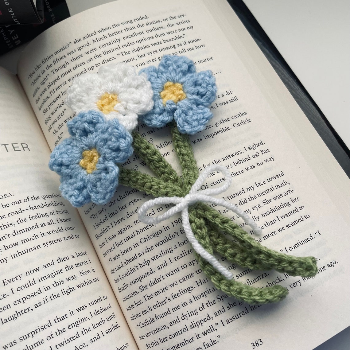 Crochet Pressed Flower Bouquet Bookmark - Etsy