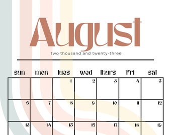 August Printable Monthly Calendar- Back to School - Etsy