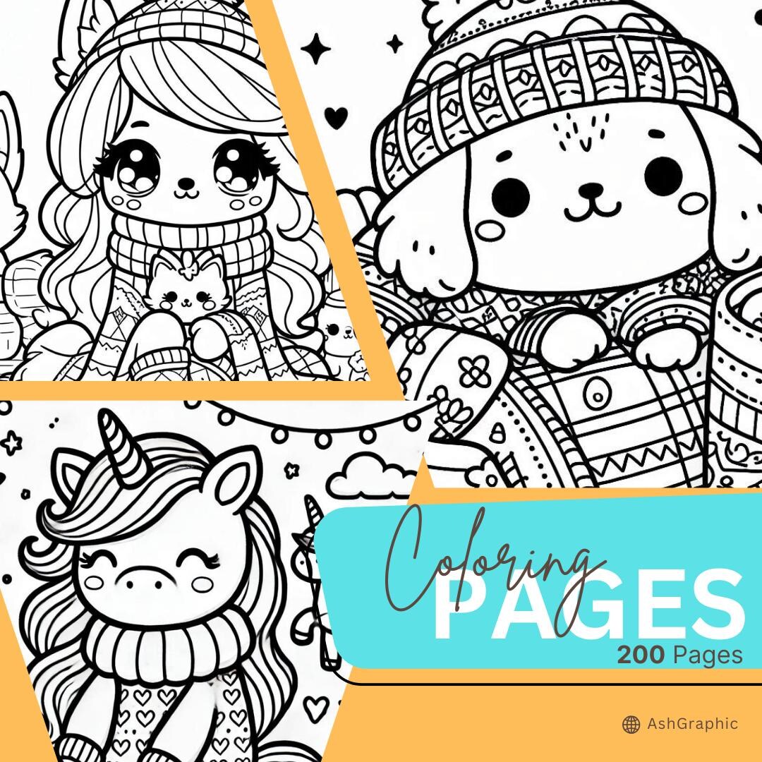 Big Kawaii Cute Mixed Coloring Pages 200 Pages for Kids and Adults - Etsy