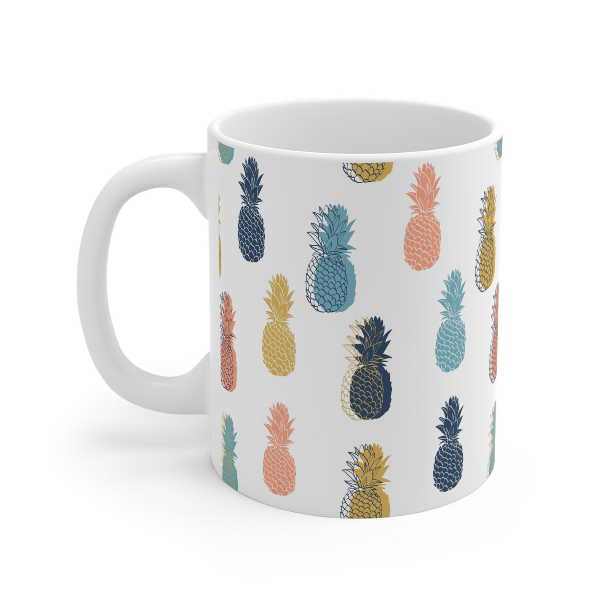 Summer Pineapple Themed Coffee Mug, Citrus Coffee Mug, Tropical Mug ...