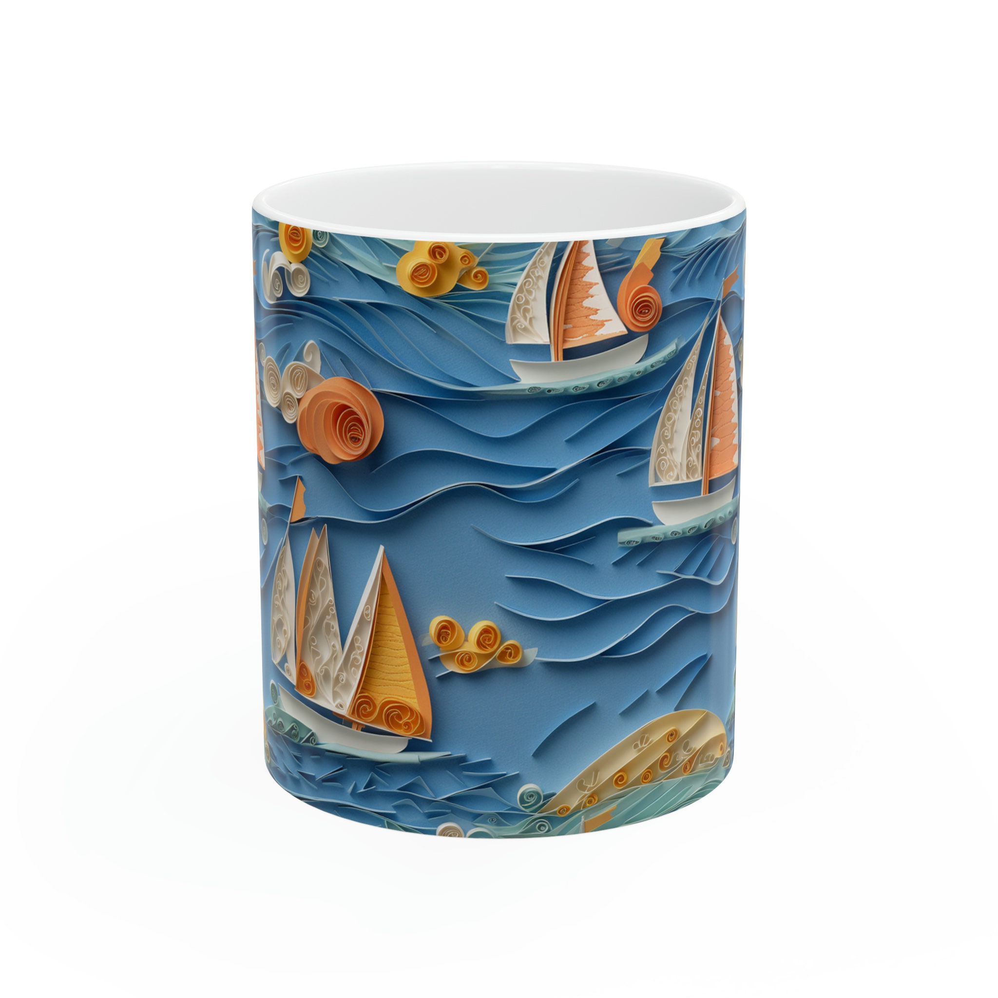 Sail Boat Themed Ceramic Mug, Sail Boat Mug, Boat Mug, Sailing Lover ...