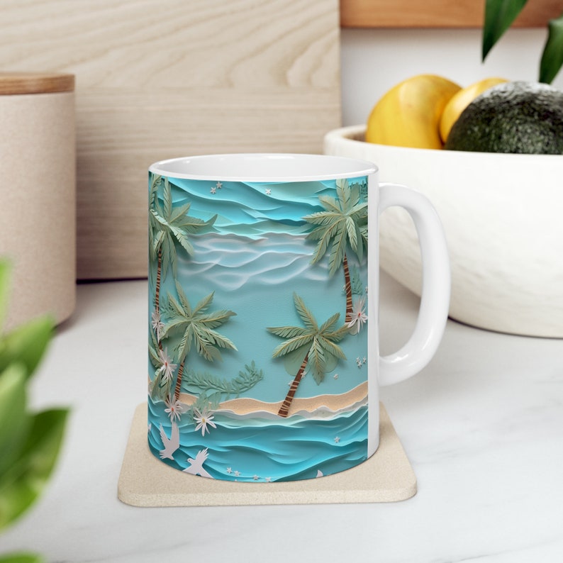 Palm Tree Themed Ceramic Mug, Palm Tree Mug, Tree Mug, Palm Lover Gift ...