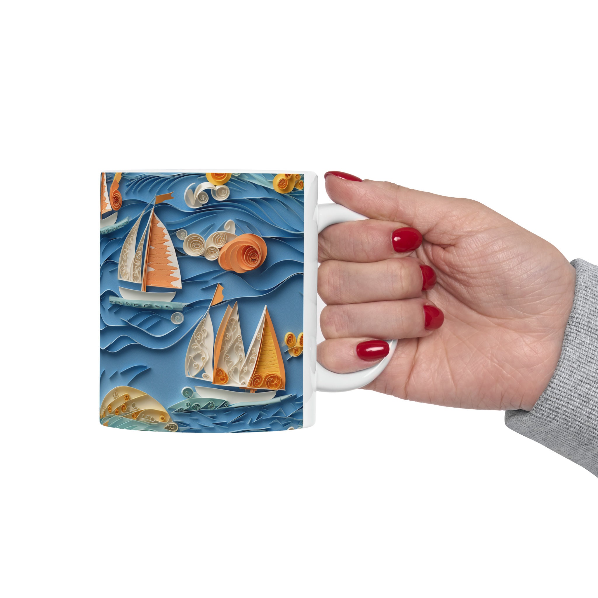 Sail Boat Themed Ceramic Mug, Sail Boat Mug, Boat Mug, Sailing Lover ...