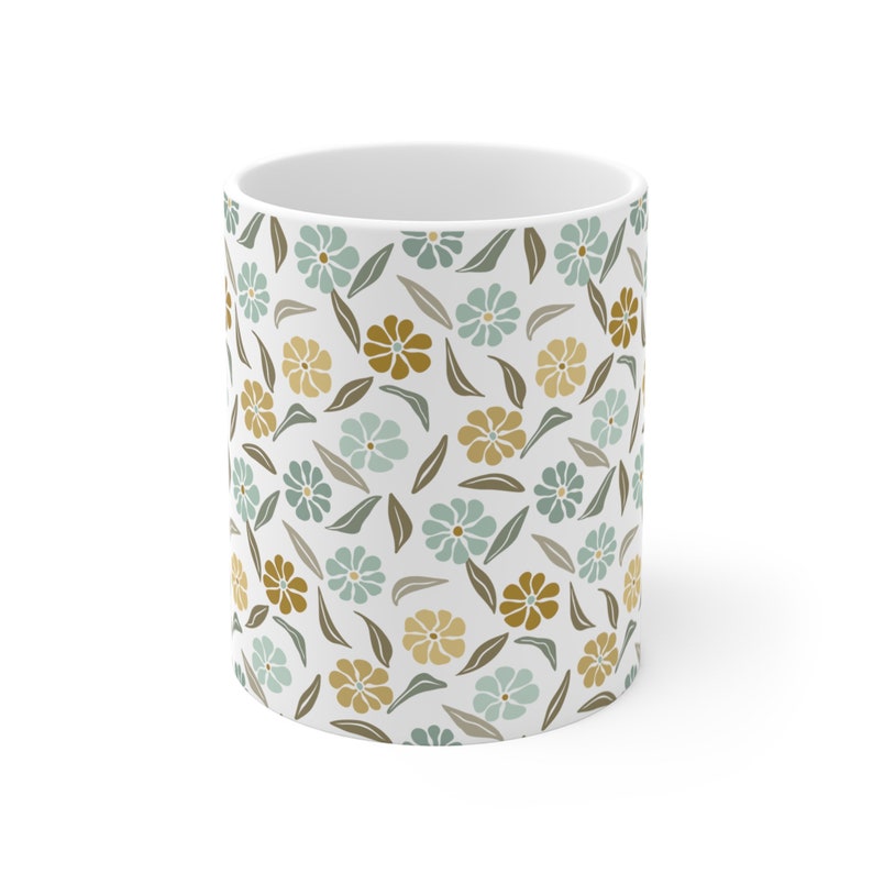 Boho Pattern Ceramic Mug, Boho Coffee Mug, Coffee Mug, Boho Art, Floral ...