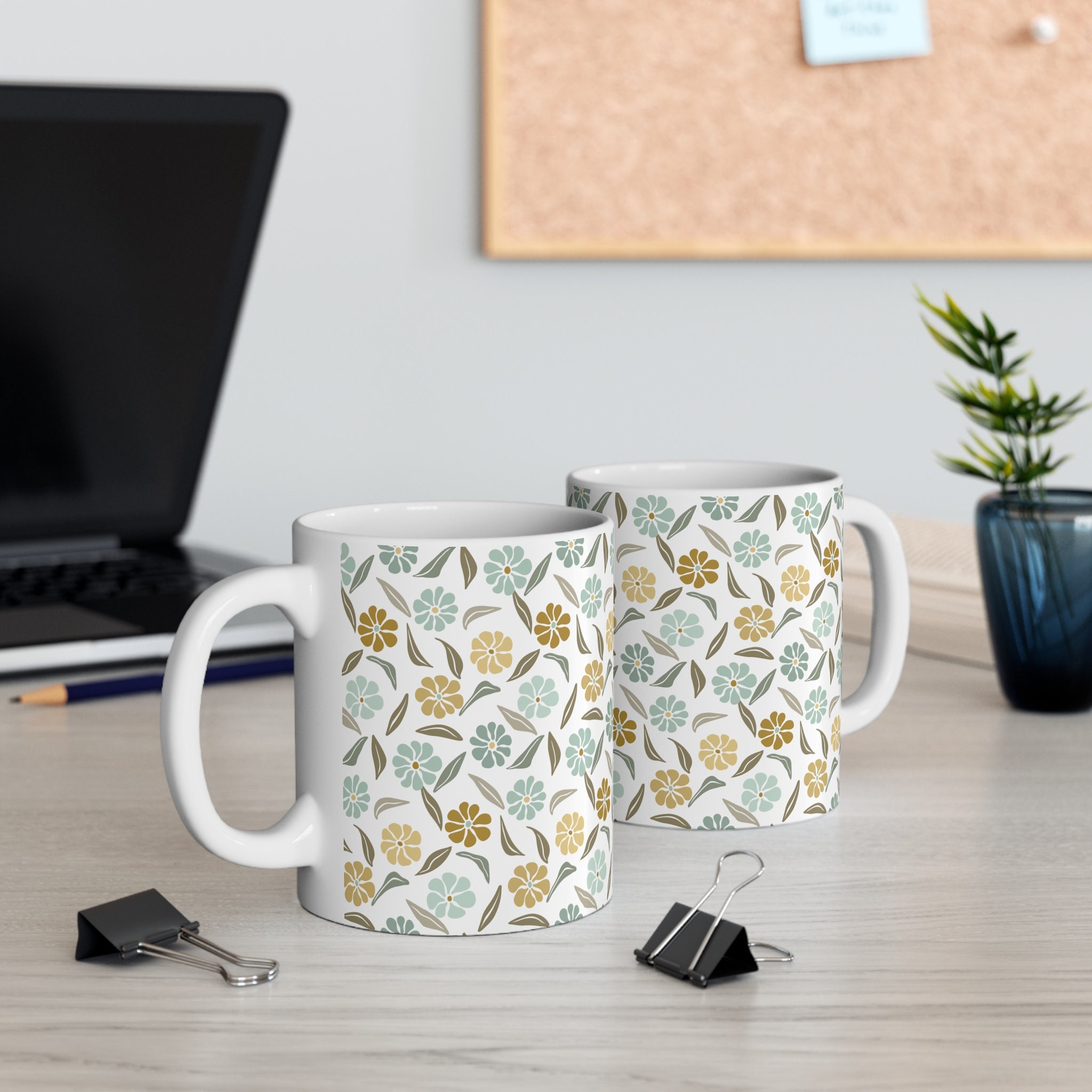 Boho Pattern Ceramic Mug, Boho Coffee Mug, Coffee Mug, Boho Art, Floral ...