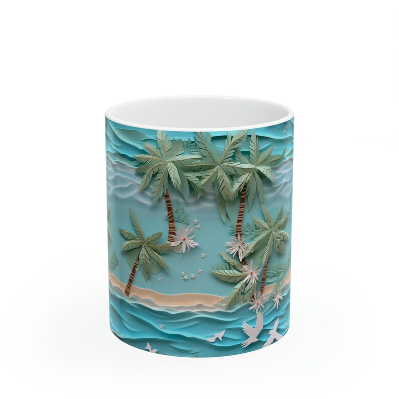 Palm Tree Themed Ceramic Mug, Palm Tree Mug, Tree Mug, Palm Lover Gift ...