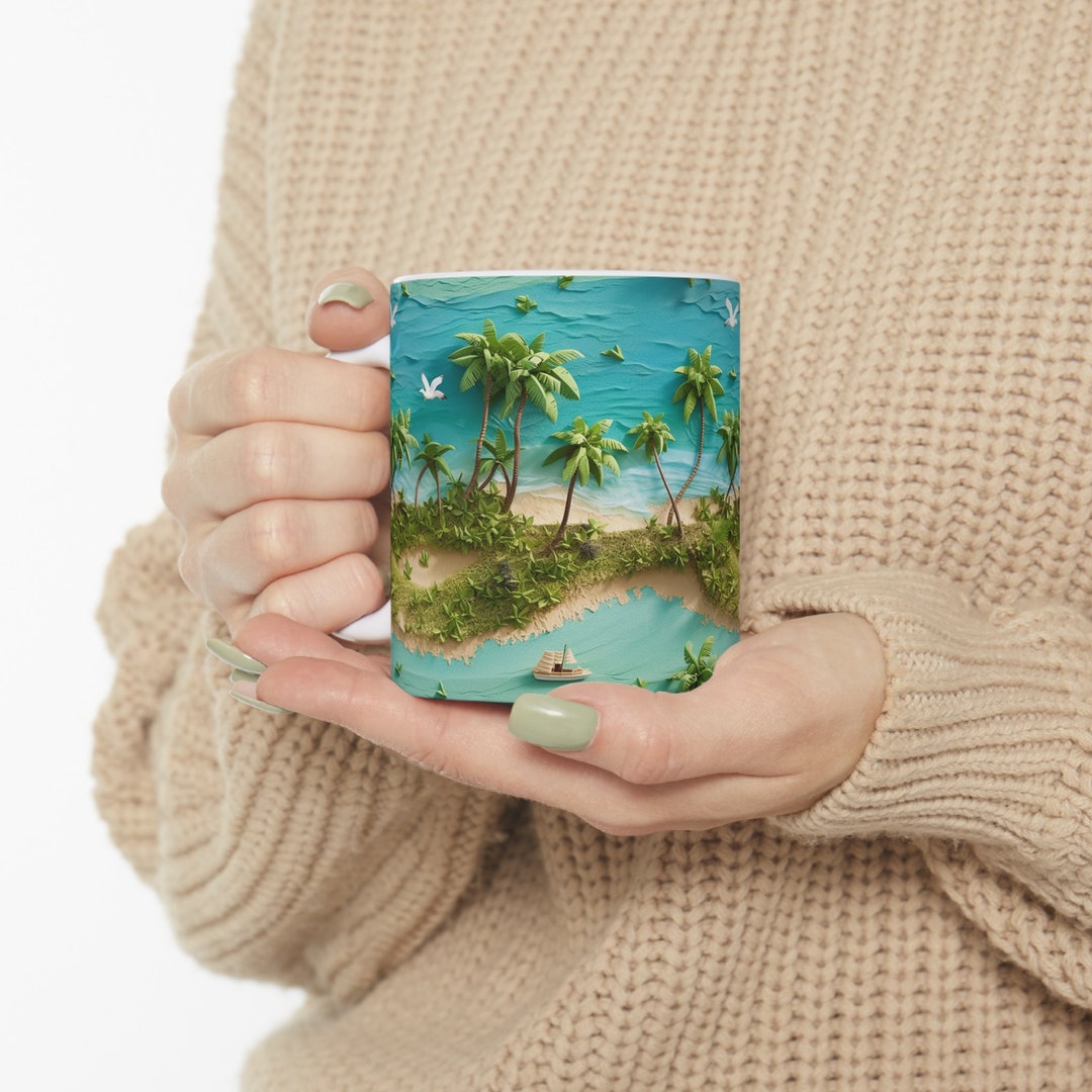 Tropical Island Themed Ceramic Mug, Island Mug, Tropical Mug, Tropical ...