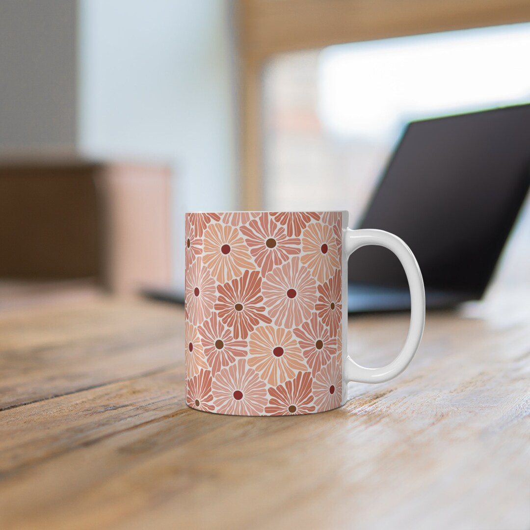 Boho Pattern Ceramic Mug, Boho Coffee Mug, Coffee Mug, Boho Art, Floral ...