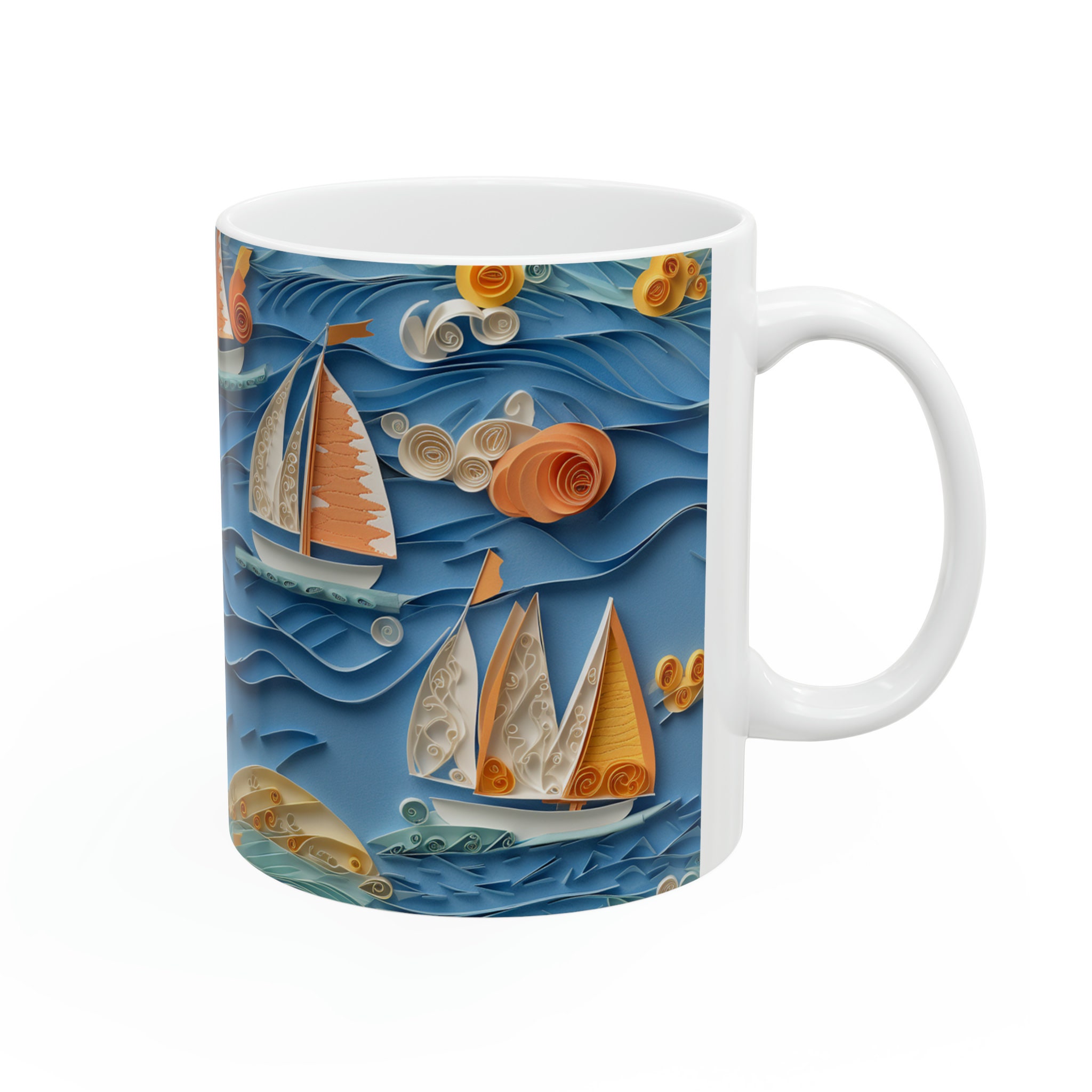 Sail Boat Themed Ceramic Mug, Sail Boat Mug, Boat Mug, Sailing Lover ...