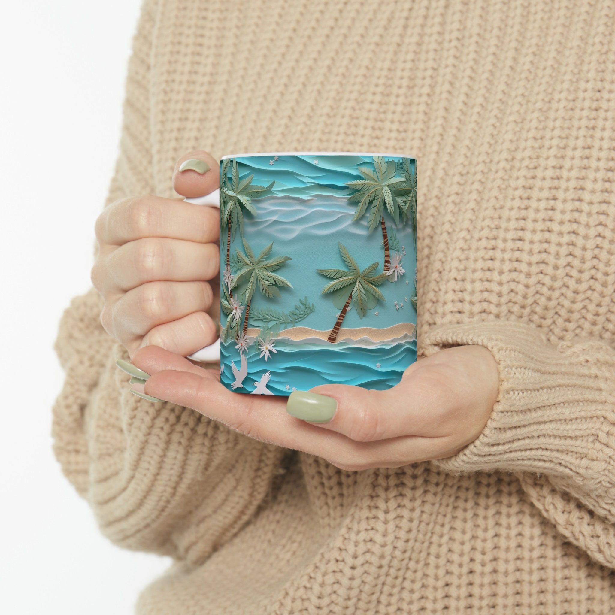 Palm Tree Themed Ceramic Mug, Palm Tree Mug, Tree Mug, Palm Lover Gift ...