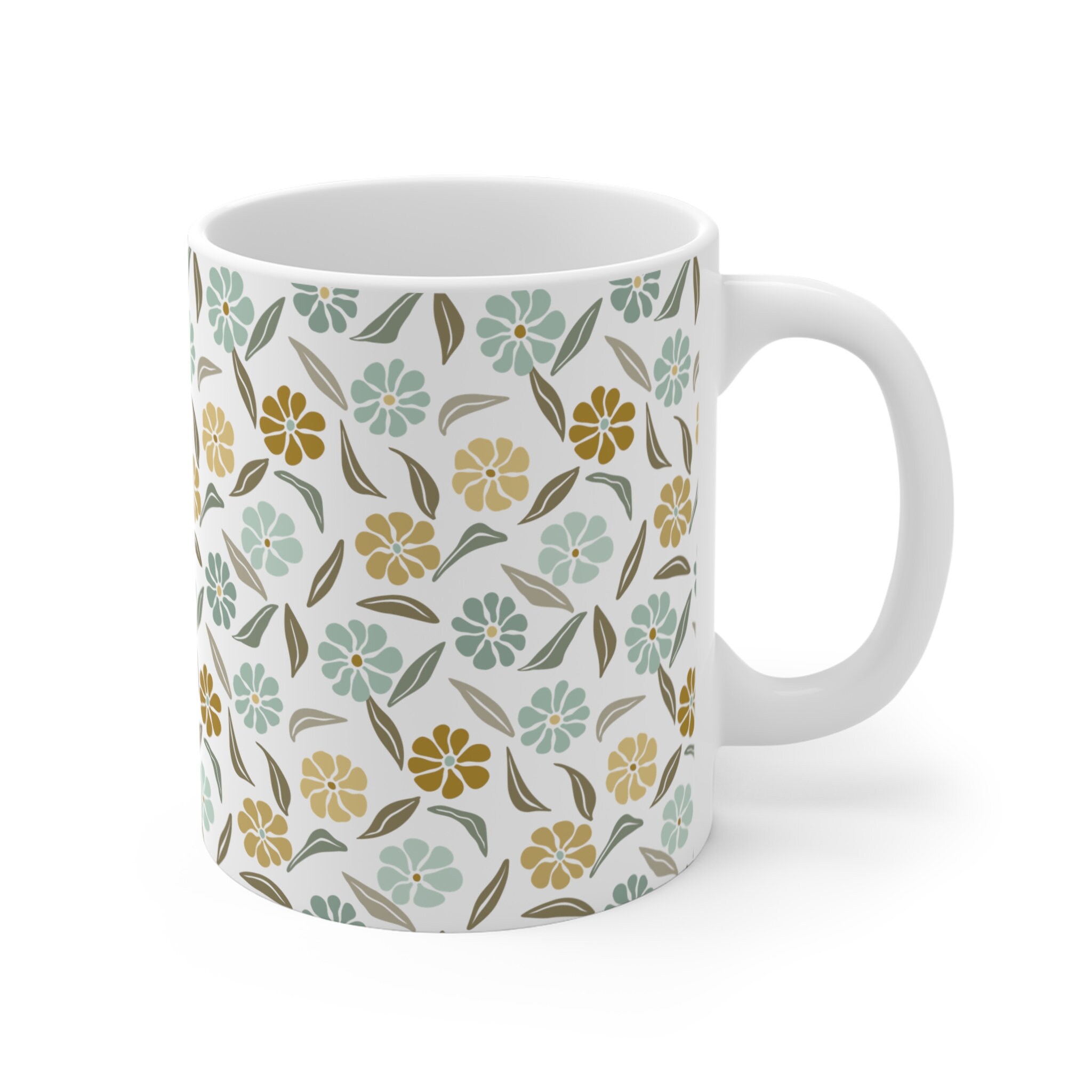 Boho Pattern Ceramic Mug, Boho Coffee Mug, Coffee Mug, Boho Art, Floral ...