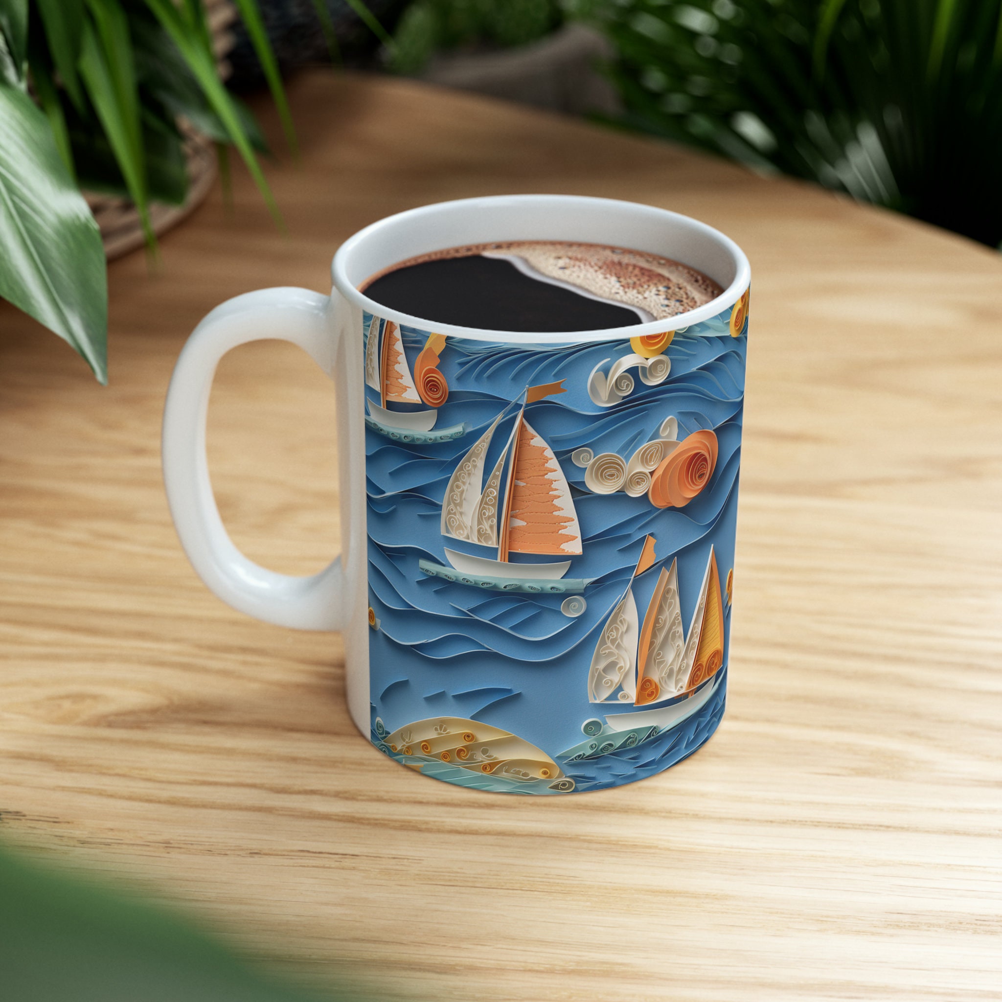 Sail Boat Themed Ceramic Mug, Sail Boat Mug, Boat Mug, Sailing Lover ...