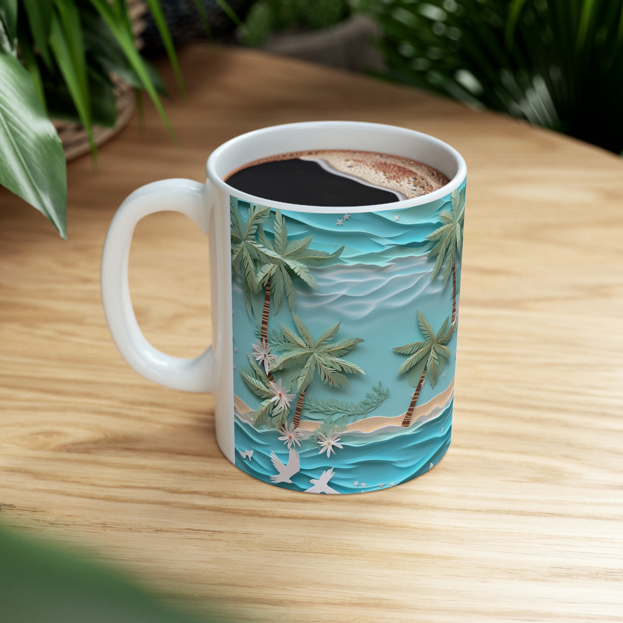 Palm Tree Themed Ceramic Mug, Palm Tree Mug, Tree Mug, Palm Lover Gift ...