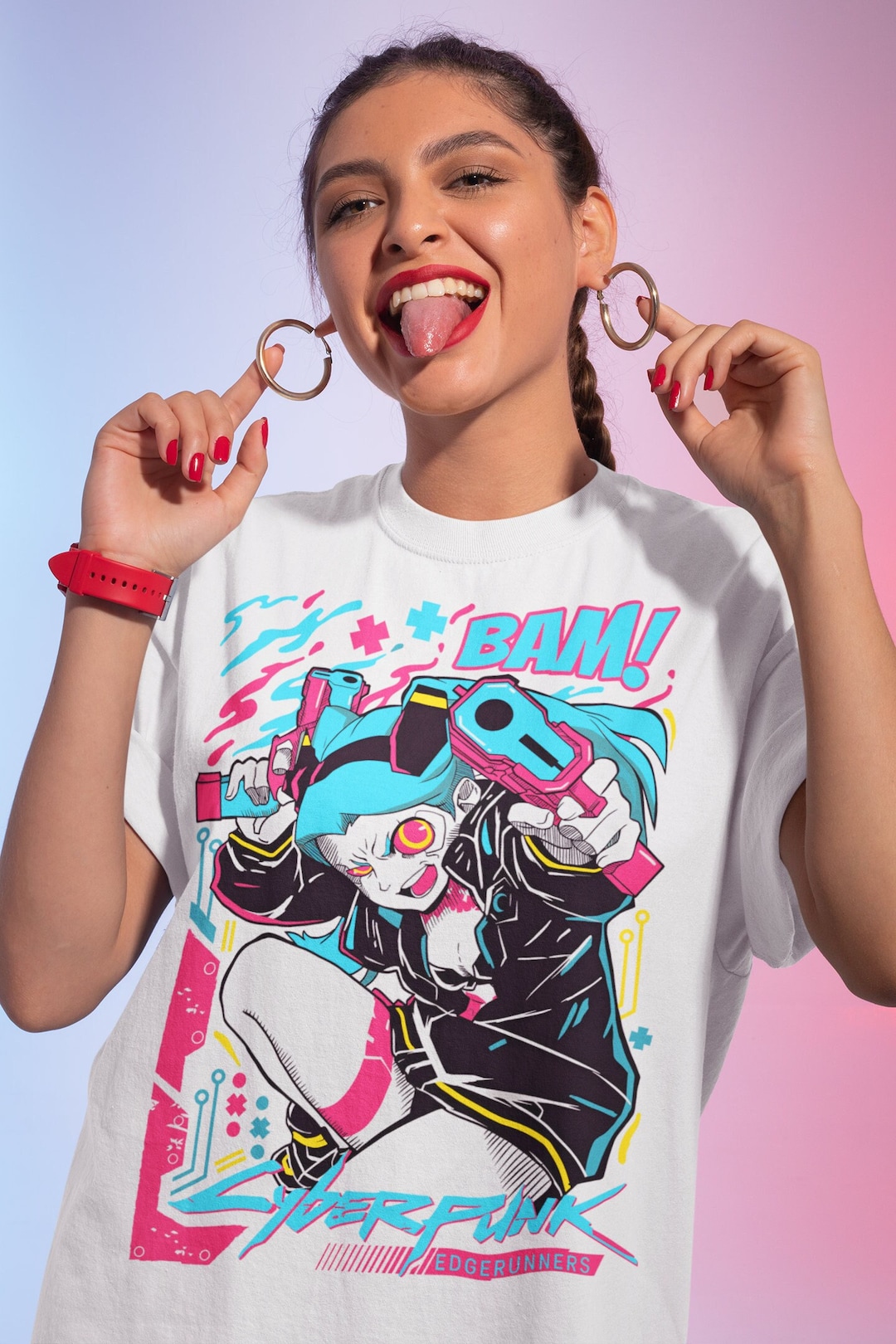 Edgerunners Rebecca Action Unisex Graphic Tee, Edge Runner Shirt ...