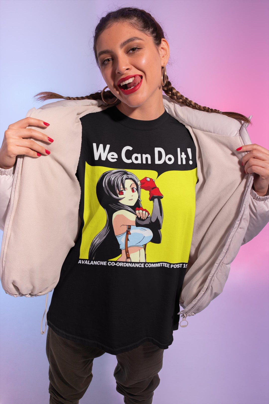 Tifa We Can Do It! Softstyle T-shirt, Neoncore Tifa, FF7 Shirt, Fantasy ...