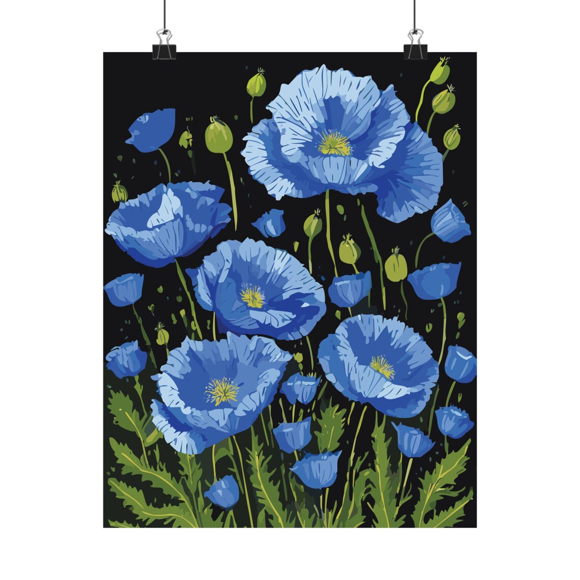 Blue Poppies Print - Etsy