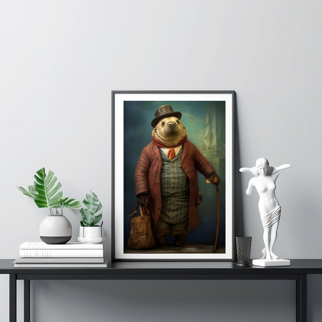 Renaissance Sea Lion Art Print / Renaissance Portrait of a Sea Lion ...