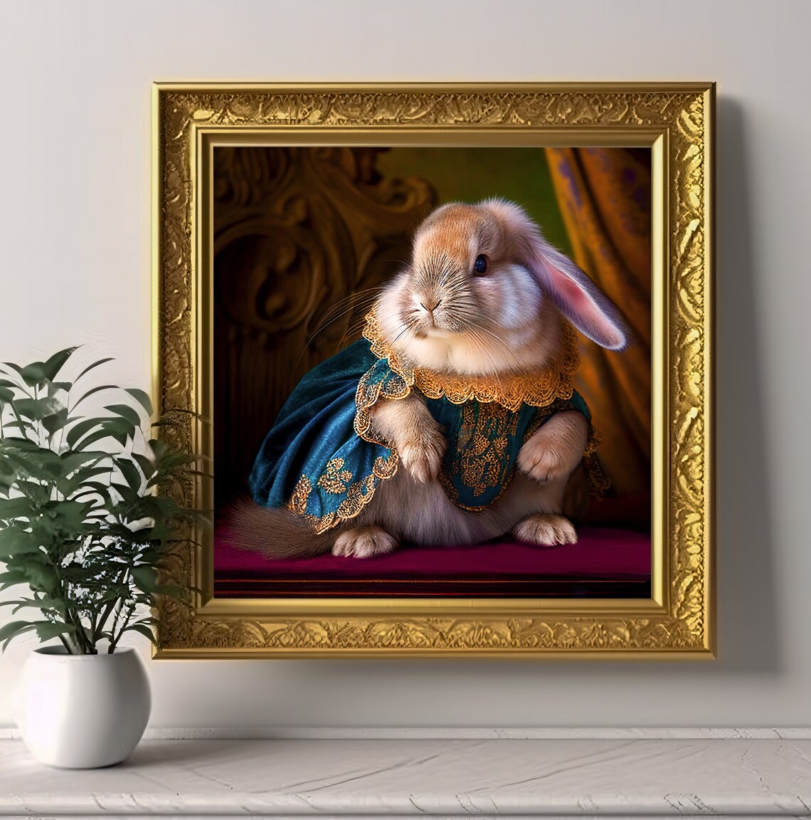 Renaissance Style Rabbit Portrait in Victorian Costume JPEG, Victorian ...