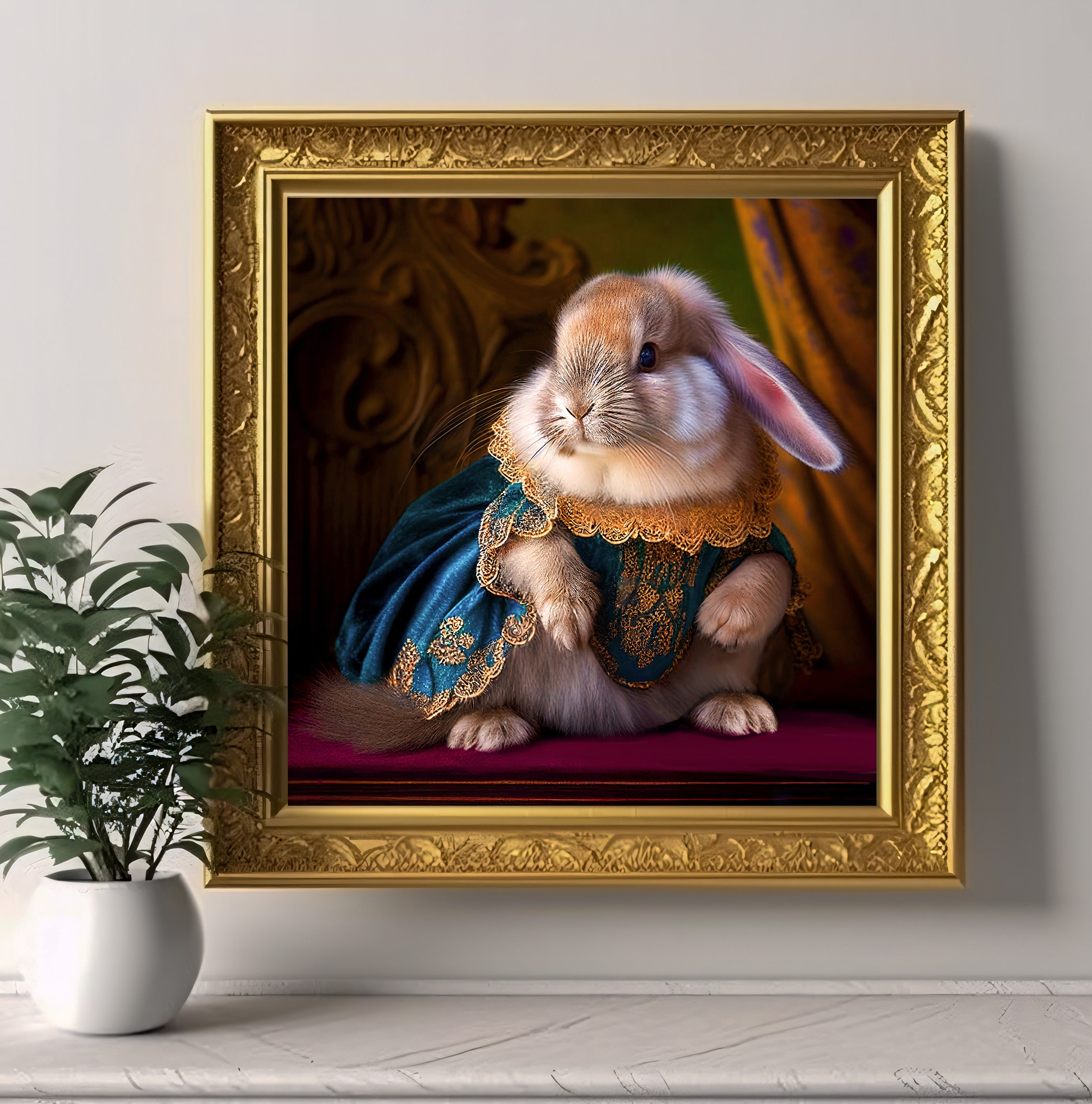 Renaissance Style Rabbit Portrait in Victorian Costume JPEG, Victorian ...
