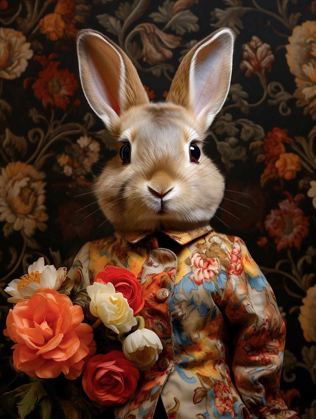 Victorian Bunny Portrait Art Print | Victorian Wedding Party Collection ...