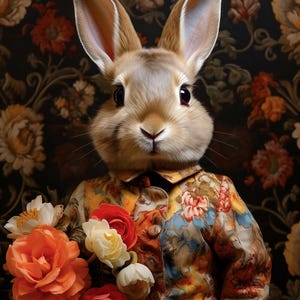 Victorian Bunny Portrait Art Print Victorian Wedding Party Collection ...