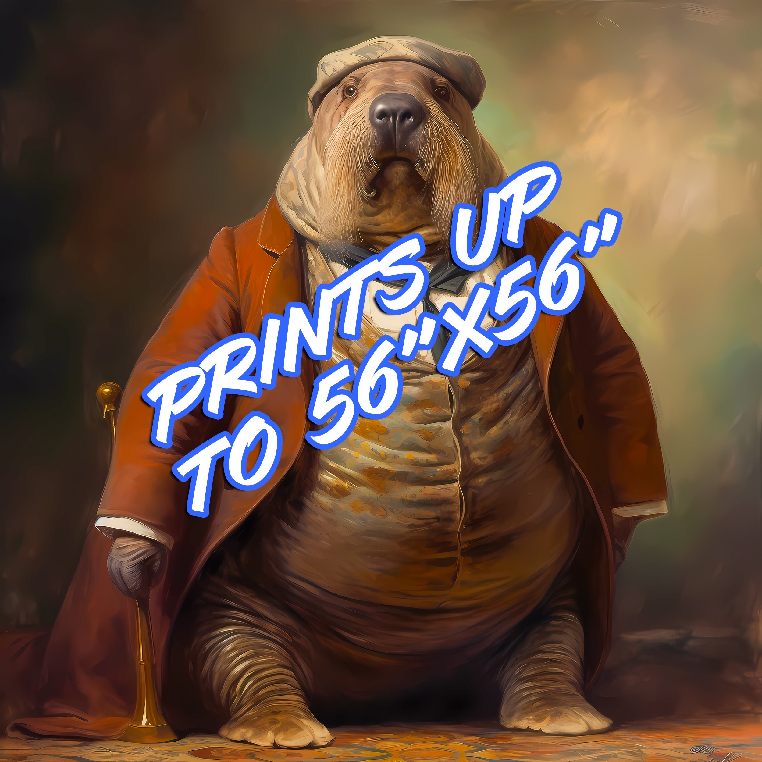 Walrus in Suit PNG / Renaissance Walrus Digital Art Print / Instant ...