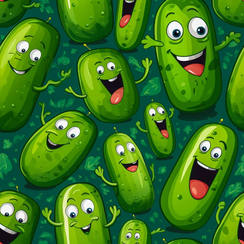 Pickle Power! Fun & Quirky Green Cartoon Pickle Wrapping Paper Rolls ...