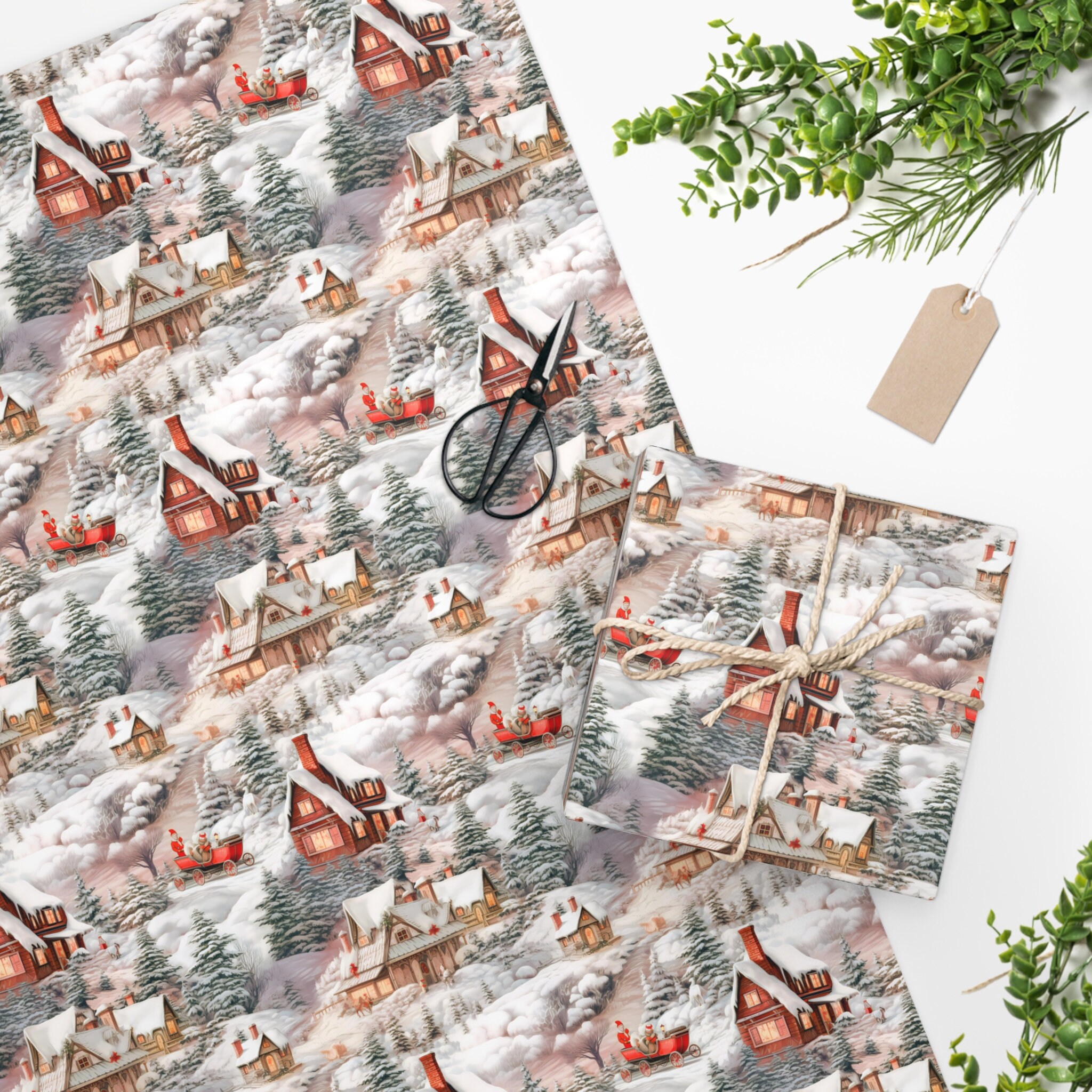 Winter Christmas Sled Wrapping Paper Rolls - Etsy