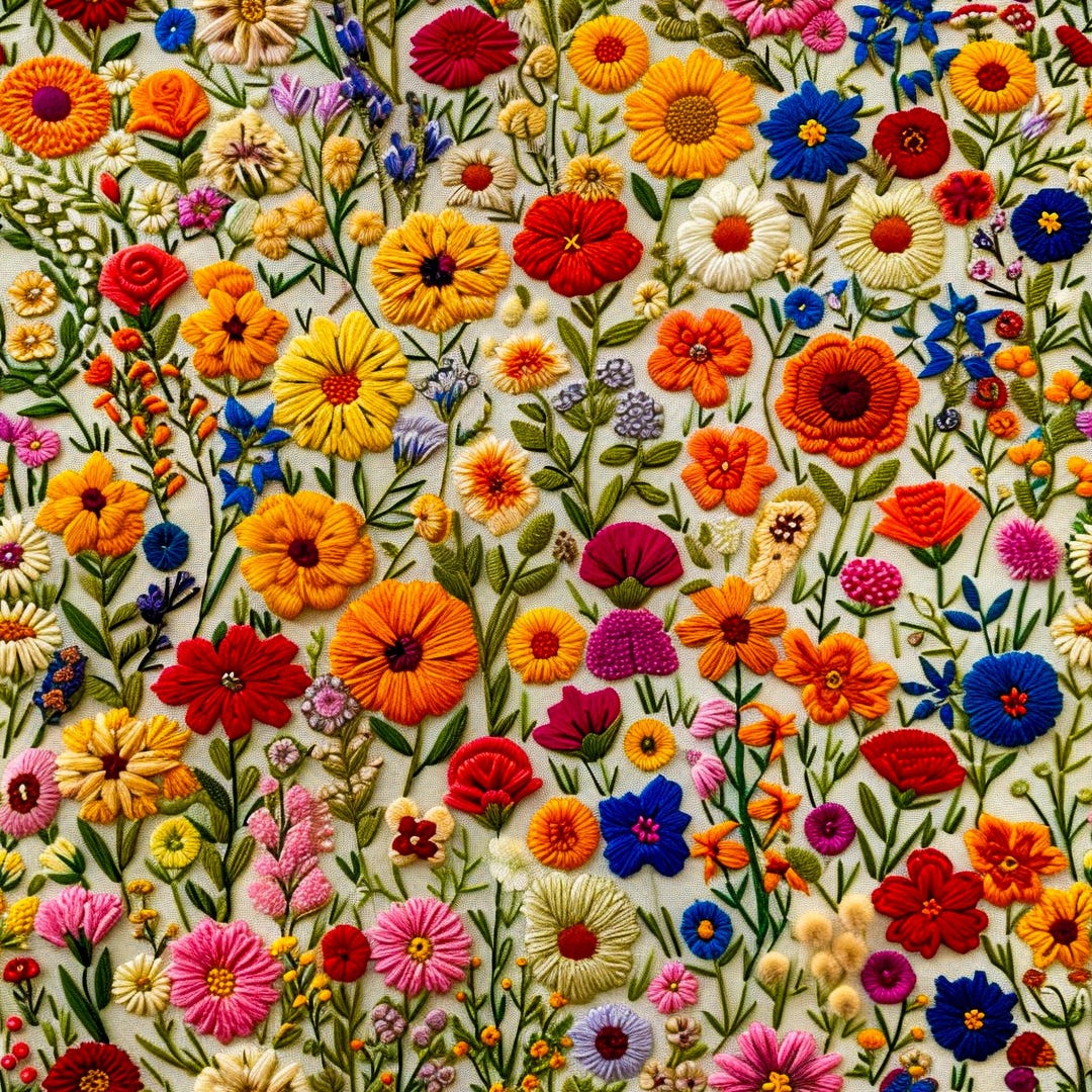 Vintage Inspired Faux Embroidered Flowers Wrapping Paper Rolls - Etsy