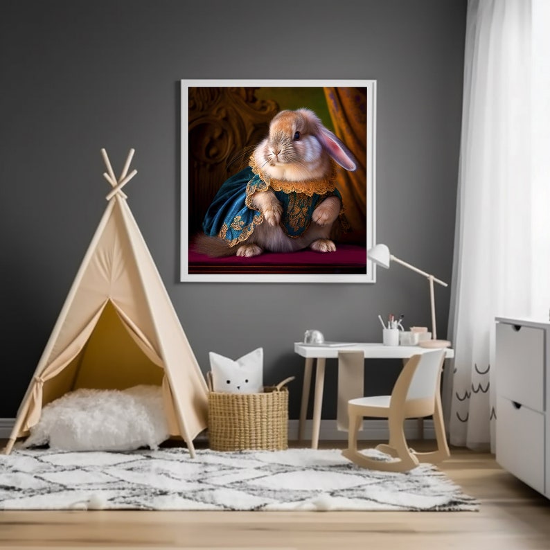 Renaissance Style Rabbit Portrait in Victorian Costume JPEG, Victorian ...