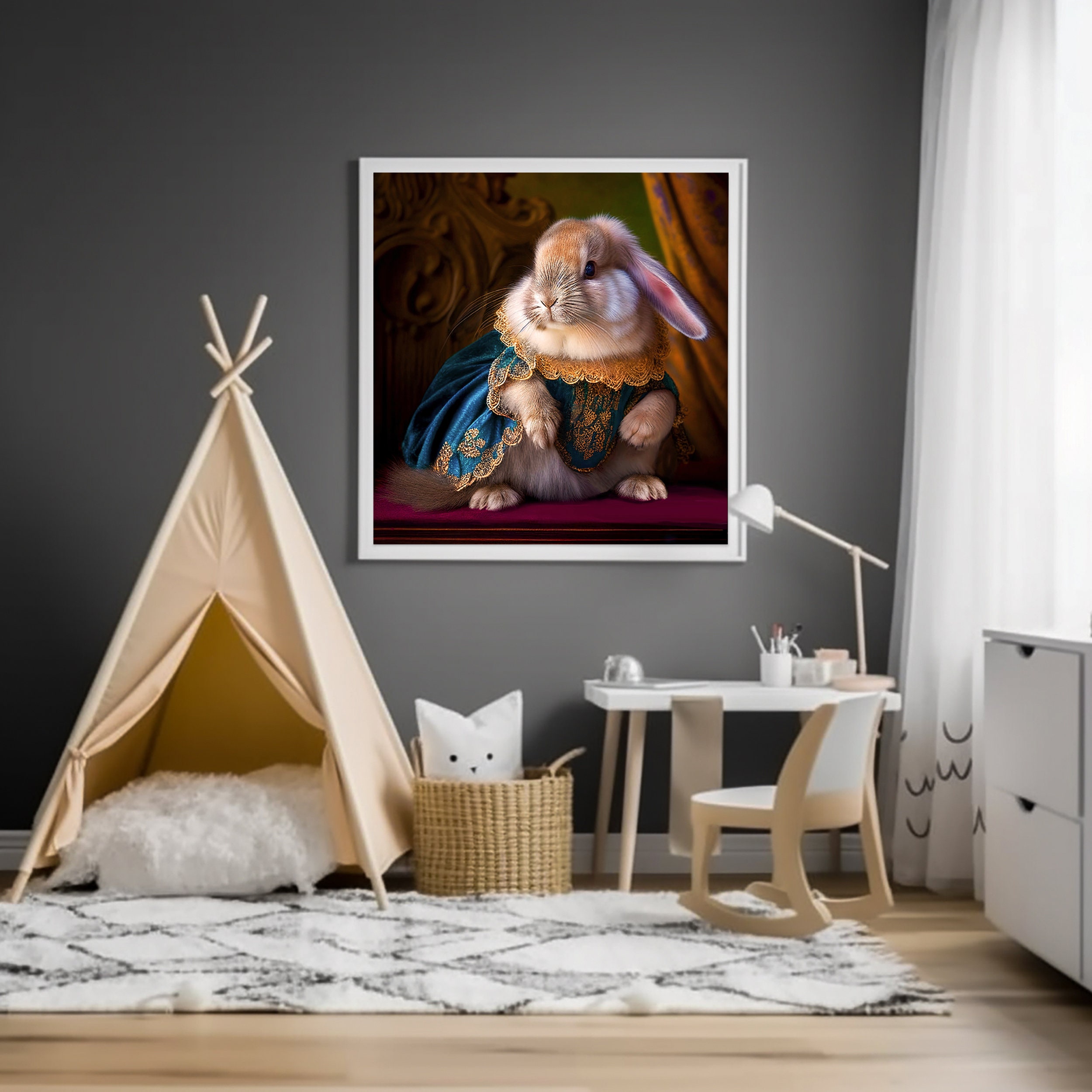 Renaissance Style Rabbit Portrait in Victorian Costume JPEG, Victorian ...