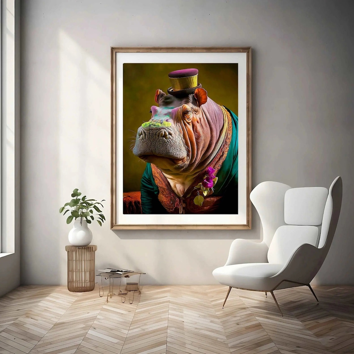 Renaissance Hippo Art Print Funny Animal Art Home Décor - Etsy