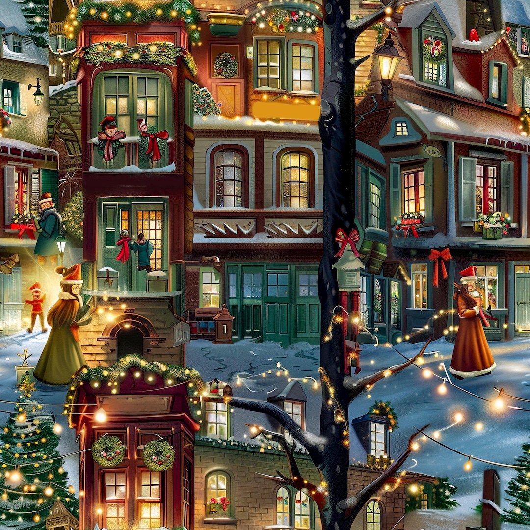 Victorian Christmas Winter Village Wrapping Paper - Etsy