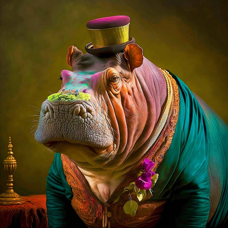 Hippo Art - Etsy