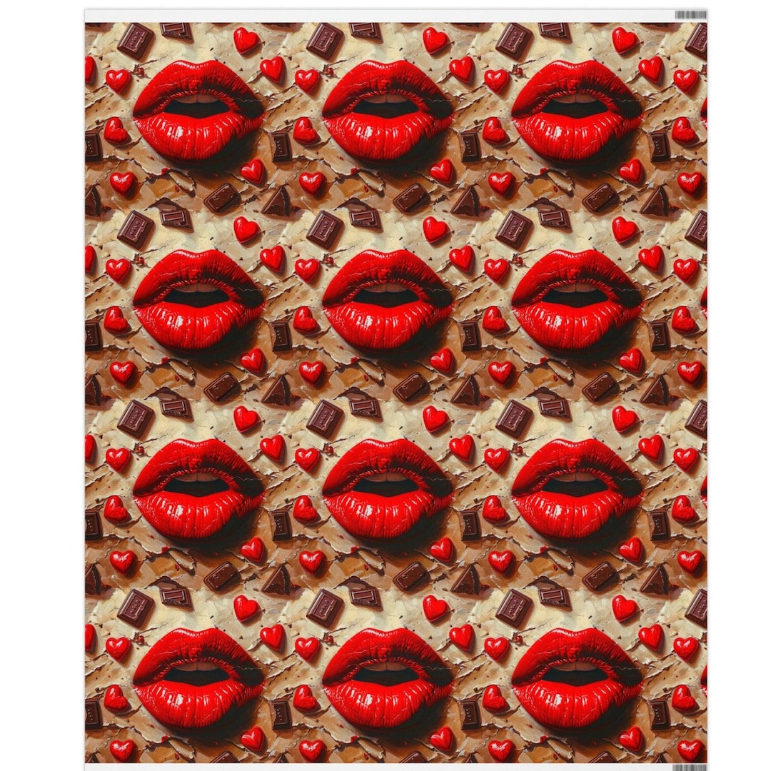 Lips & Chocolate Valentines Day Wrapping Paper - Etsy
